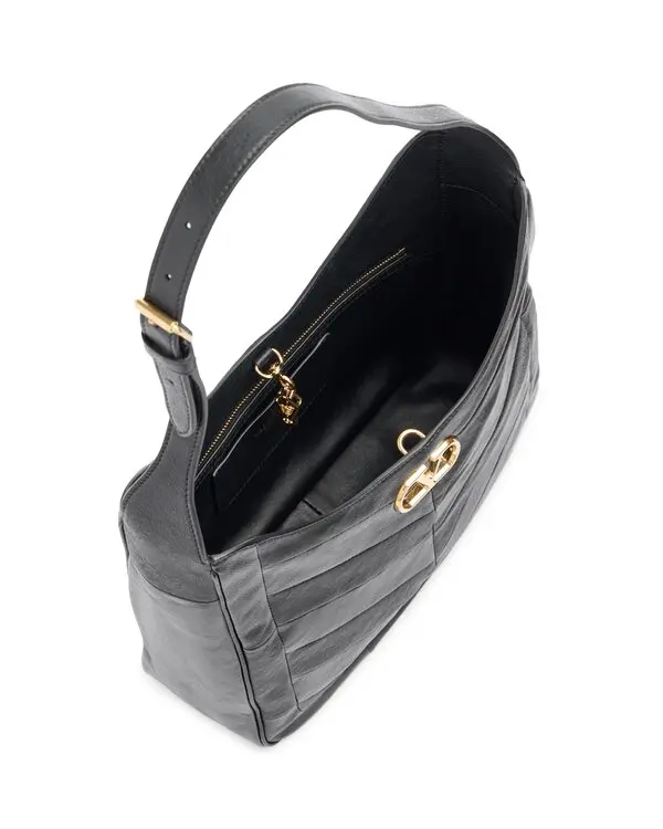 Valentino Garavani Vlogo Medium Leather Hobo Bag - Black