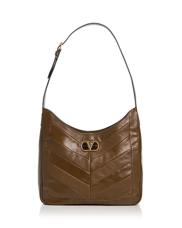 Valentino Garavani Vlogo Medium Leather Hobo Bag - Green