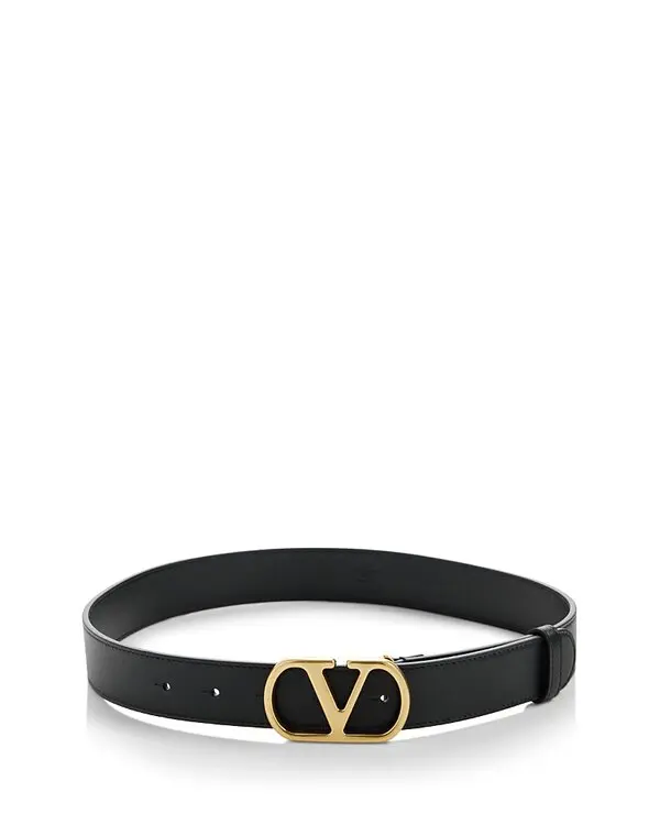 Valentino Garavani Vlogo Leather Belt - Black