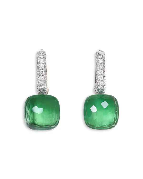 Pomellato 18k Nudo Earrings With Prasiolite, Green Agate & Diamonds