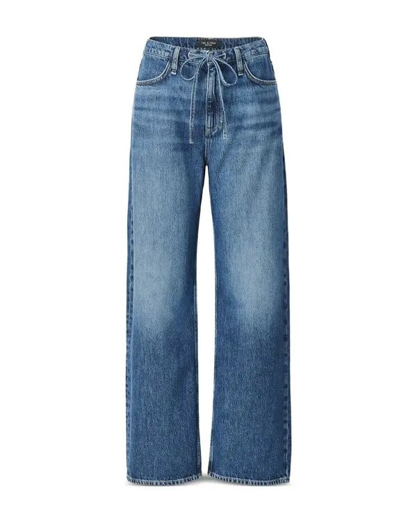 Rag & Bone Phoebe Cotton Drawstring Wide Leg Jeans - Floyd
