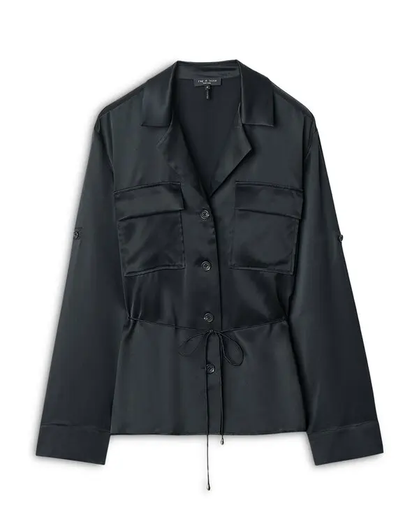 Rag & Bone Sonny Silk Notch Collar Blouse