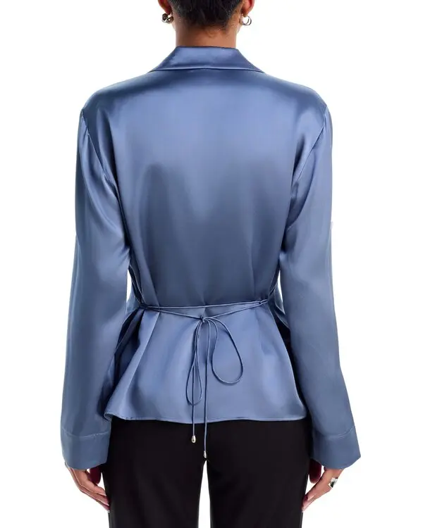 Rag & Bone Sonny Silk Notch Collar Blouse - Faded Blue