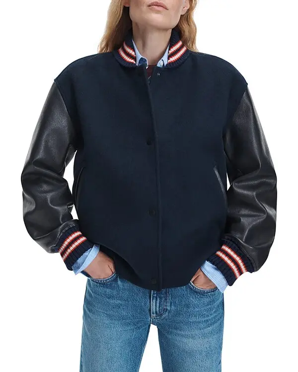 Rag & Bone Scarlet Wool Blend Varsity Jacket