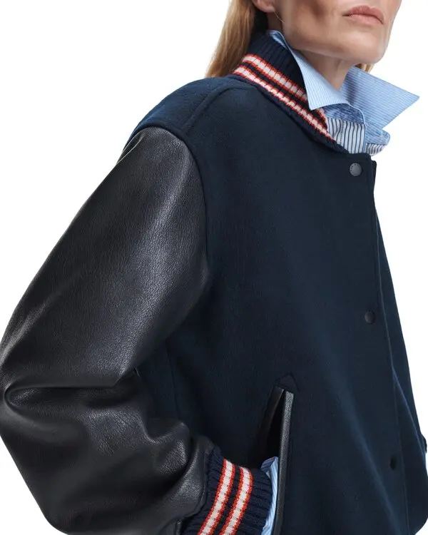 Rag & Bone Scarlet Wool Blend Varsity Jacket