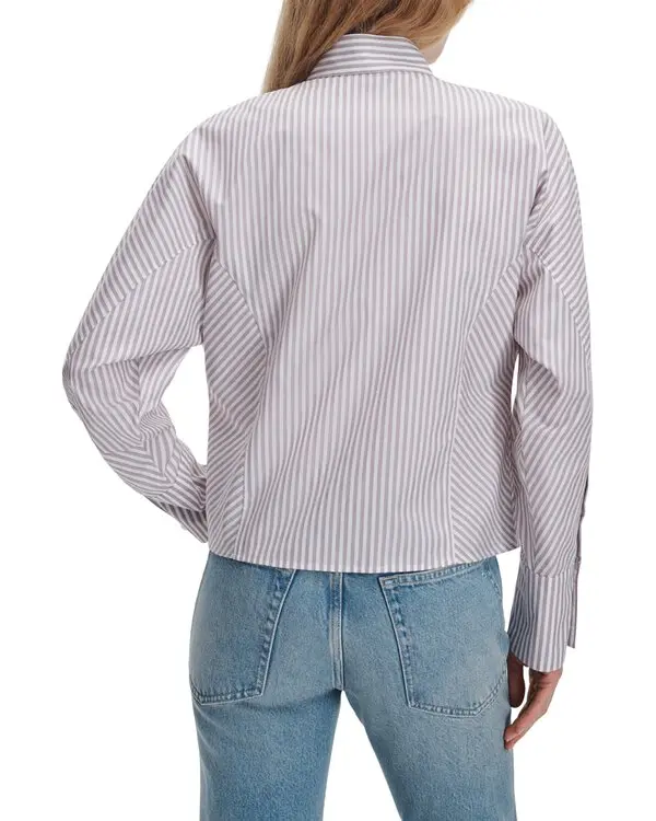 Rag & Bone Dustin Cotton Poplin Striped Shirt - Maroon Stripe
