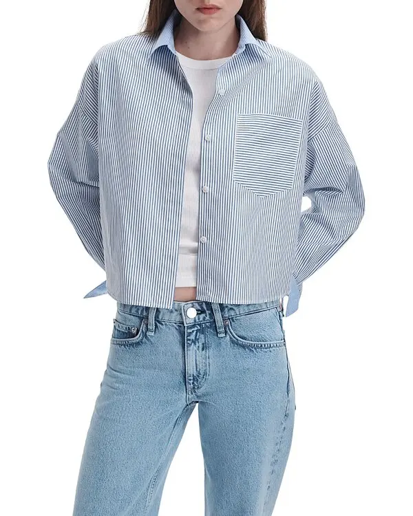 Rag & Bone Marin Multi Stripe Cropped Shirt
