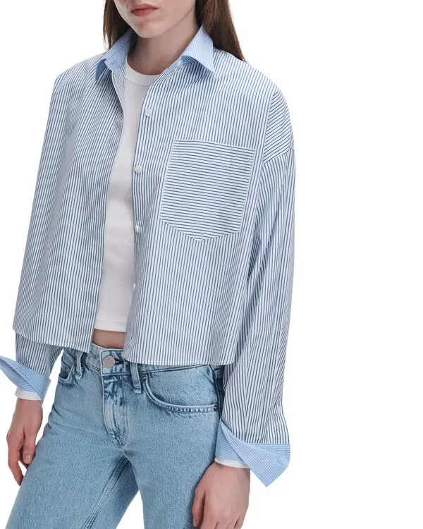Rag & Bone Marin Multi Stripe Cropped Shirt