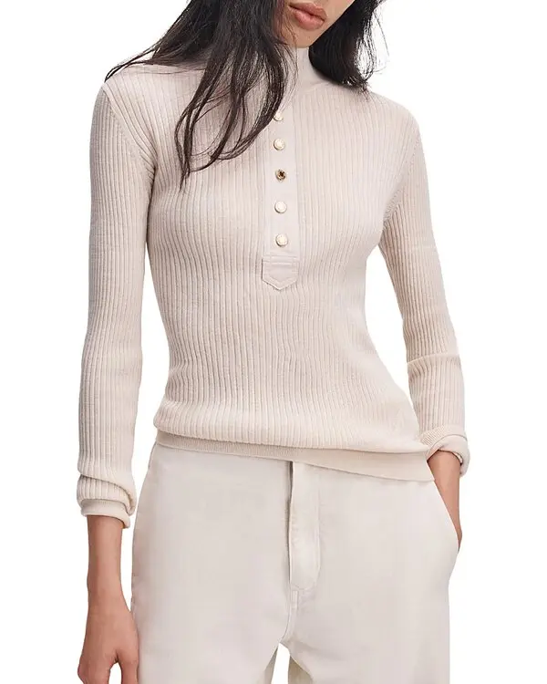 Rag & Bone Lucy Henley Stand Collar Sweater - Ivory