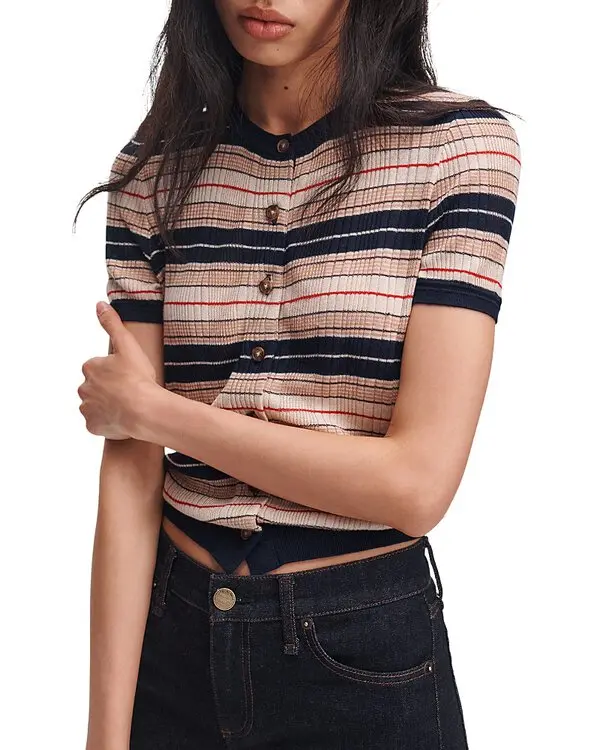 Rag & Bone Teresa Striped Short Sleeve Cardigan