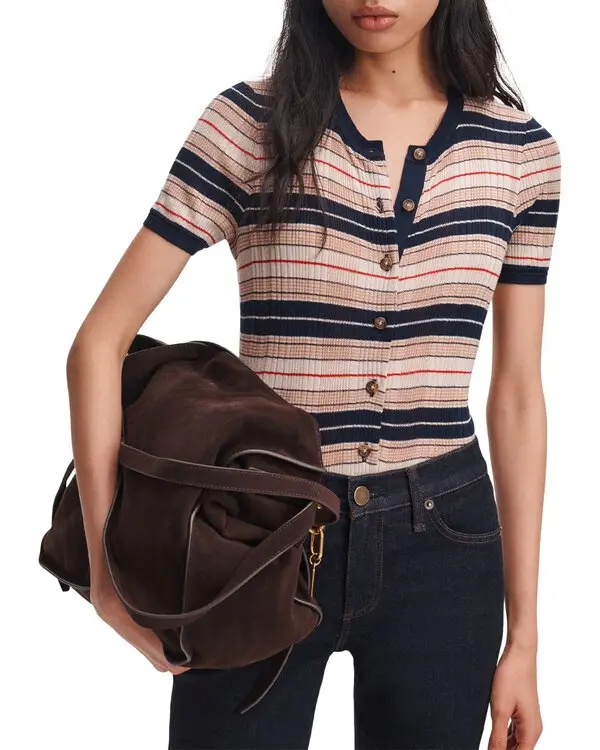 Rag & Bone Teresa Striped Short Sleeve Cardigan