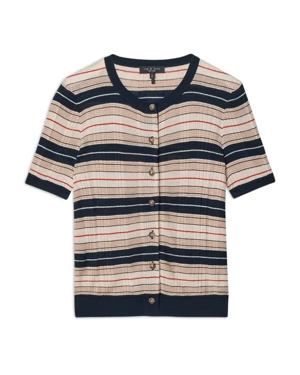 Rag & Bone Teresa Striped Short Sleeve Cardigan