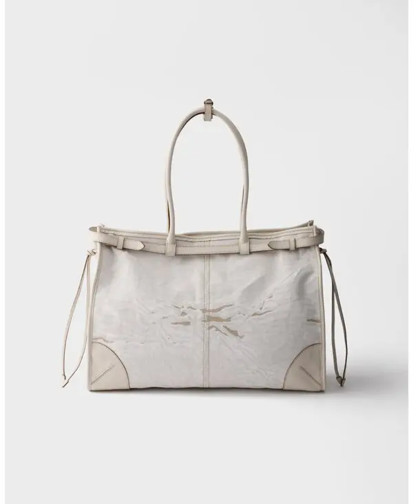 Prada Bonnie Extra-large Printed Linen And Leather Tote Bag