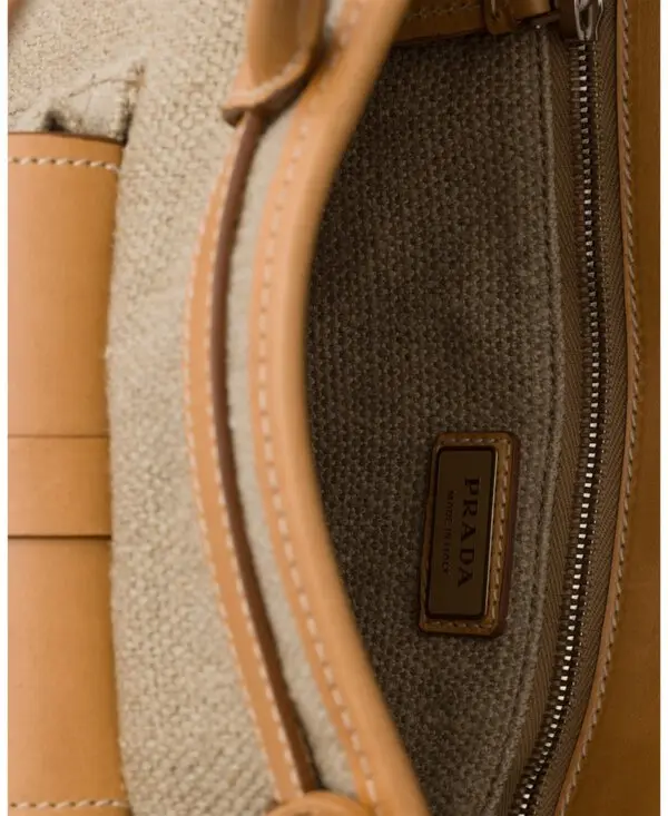 Prada Bonnie Linen And Leather Tote Bag