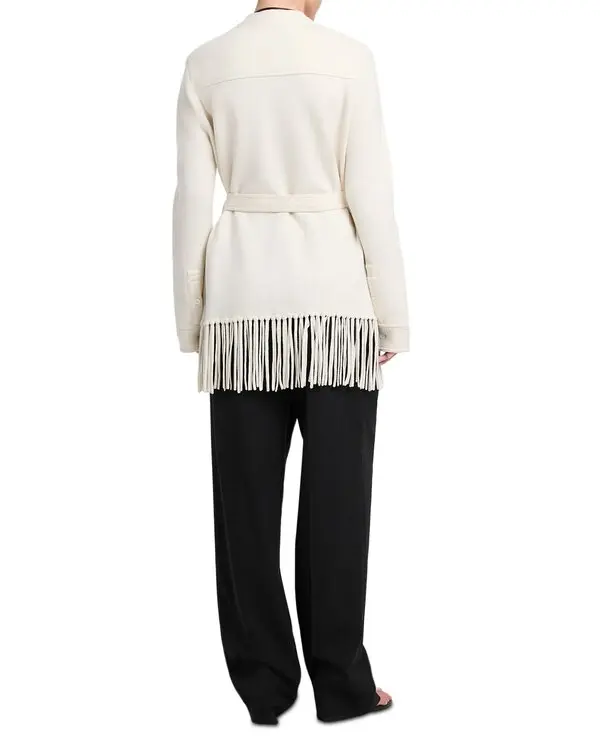 TWP Thea Cashmere Belted Fringe Trim Coat