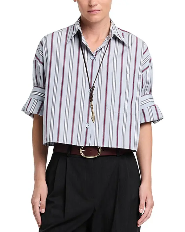 TWP Next Ex Cotton Stripe Top - Light Grey