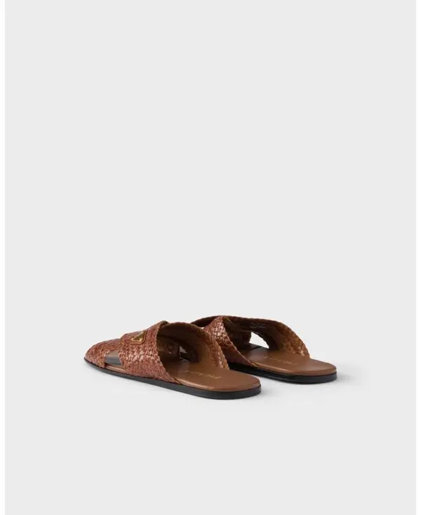 Prada Leather Crisscross Slides
