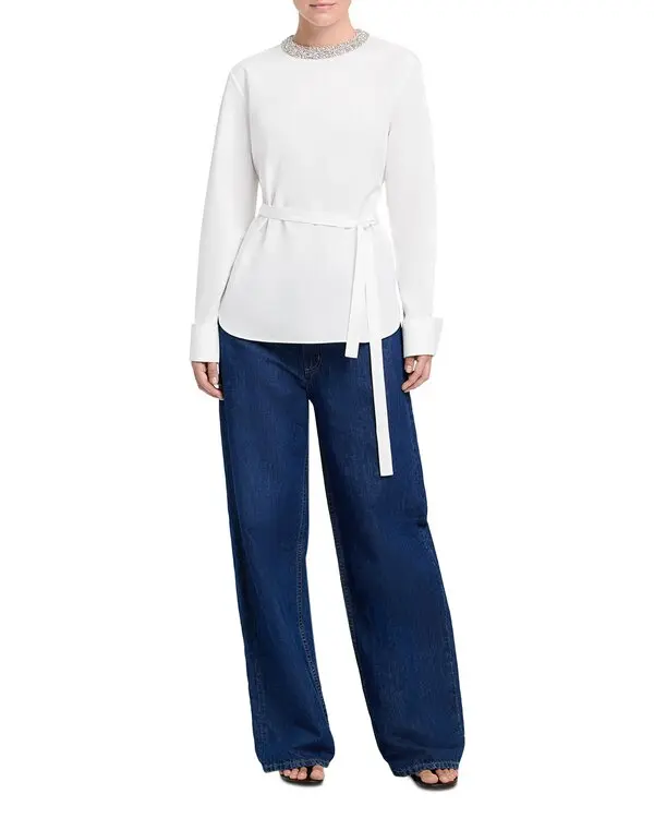 TWP Embellished Neck Cotton Top