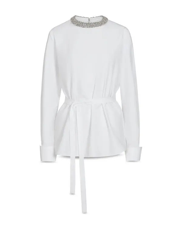 TWP Embellished Neck Cotton Top