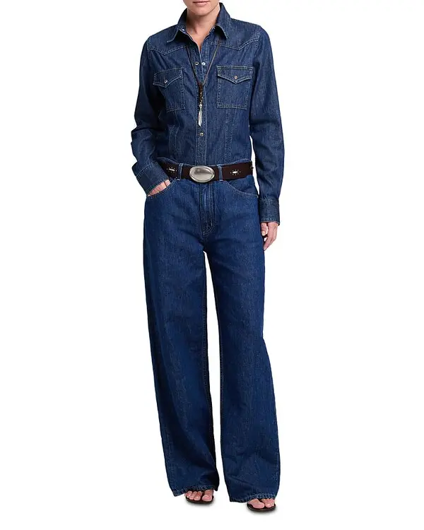 TWP Mustang Sally Cotton Denim Shirt - Dark Stone