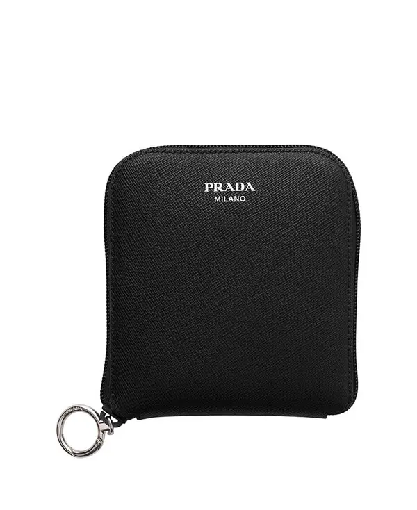Prada Saffiano Leather Pendant With Re-nylon Tote Bag - Black