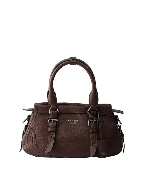 Prada Large Leather Tote Bag - Brown