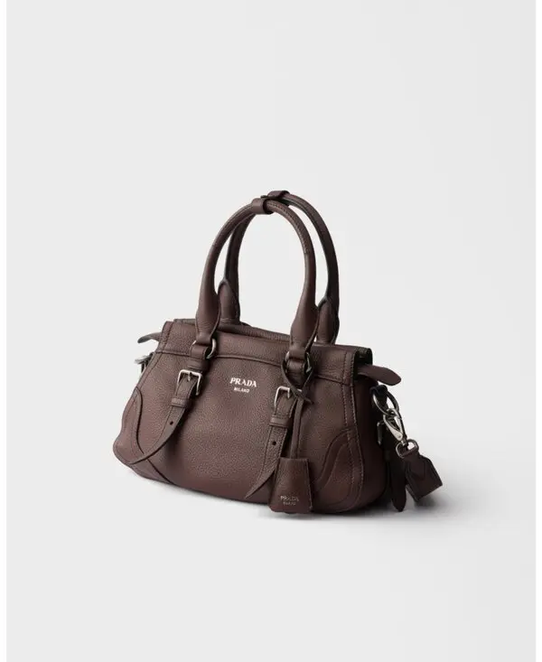 Prada Large Leather Tote Bag - Brown
