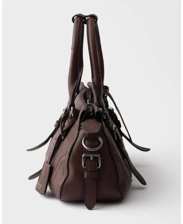 Prada Large Leather Tote Bag - Brown