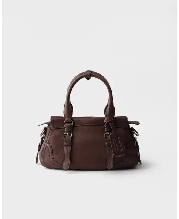 Prada Large Leather Tote Bag - Brown