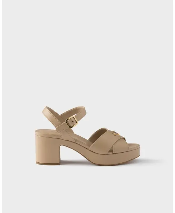 Prada Nappa Leather Platform Sandals - Neutral