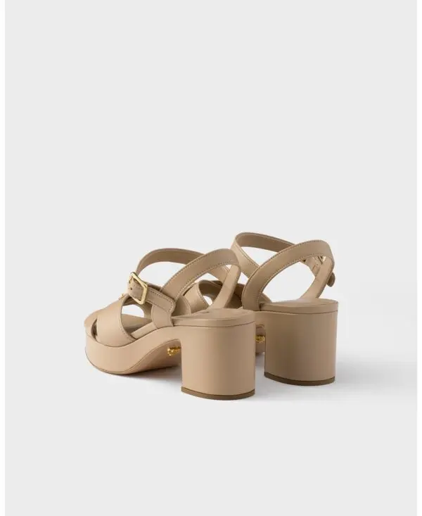 Prada Nappa Leather Platform Sandals - Neutral