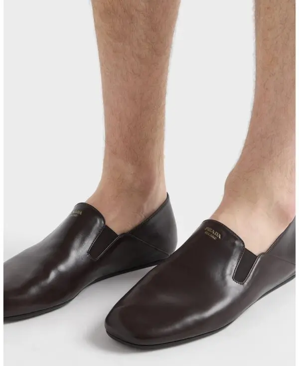 Prada Leather Loafers - Dark Brown