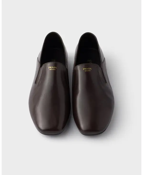 Prada Leather Loafers - Dark Brown