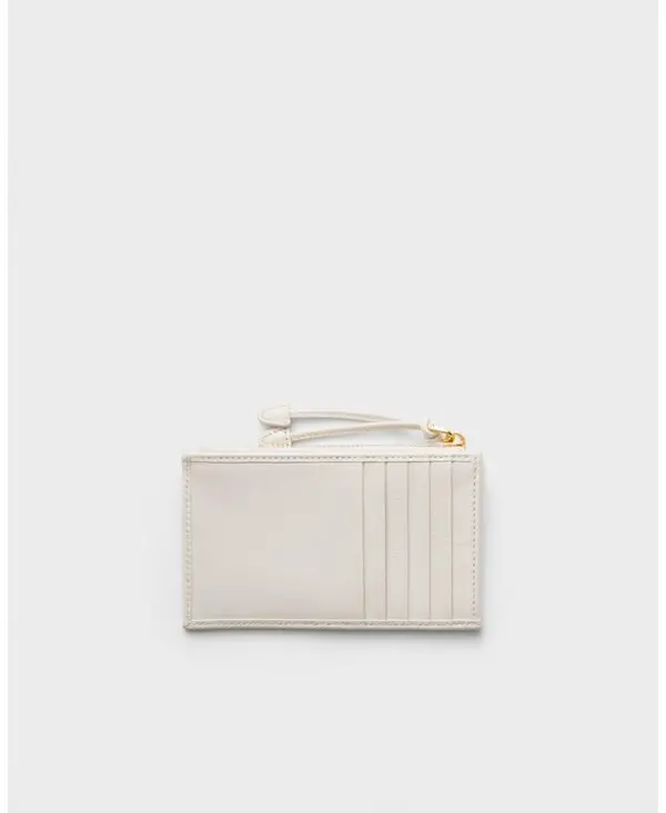 Prada Leather Card Holder With Zipper - White