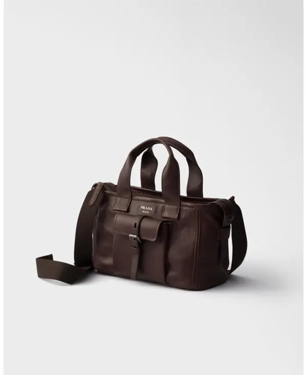 Prada Route Medium Leather Tote Bag - Brown