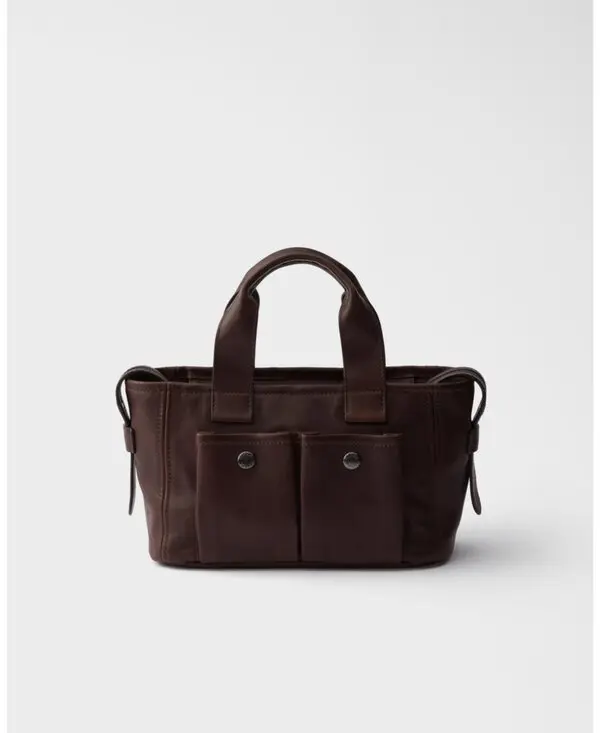 Prada Route Medium Leather Tote Bag - Brown