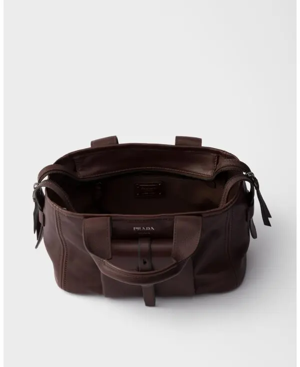 Prada Route Medium Leather Tote Bag - Brown