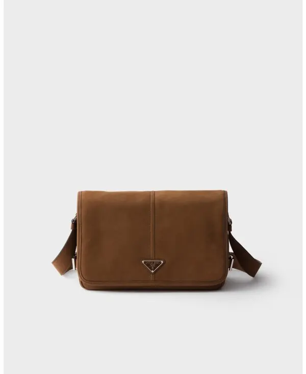 Prada Nubuck Leather Shoulder Bag - Brown