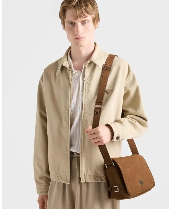 Prada Nubuck Leather Shoulder Bag - Brown