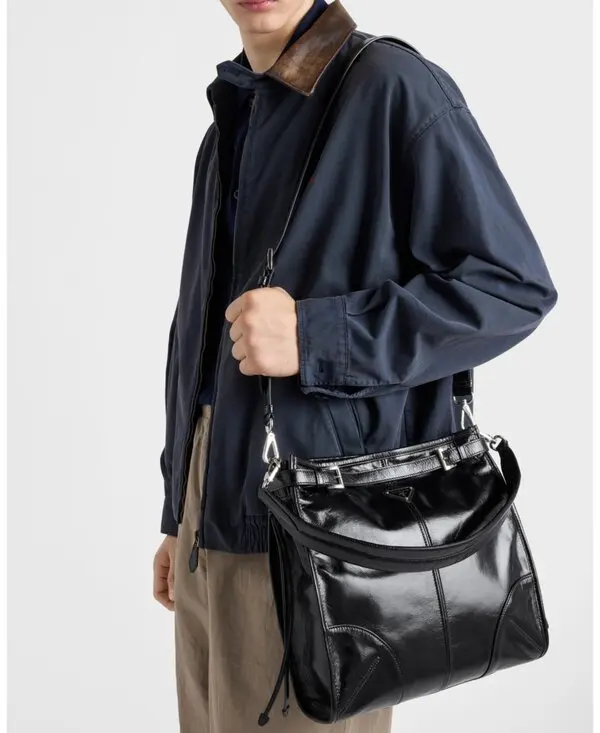 Prada Bonnie Leather Shoulder Bag - Black