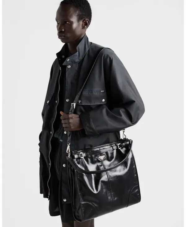 Prada Bonnie Leather Shoulder Bag - Black