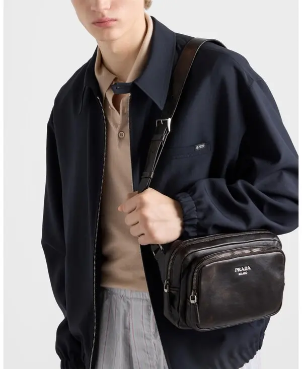 Prada Distressed Nappa Leather Shoulder Bag