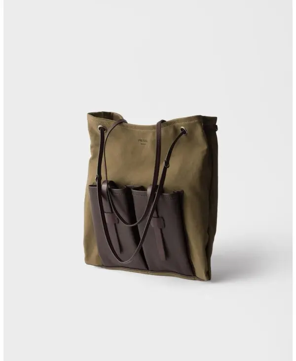 Prada Route Large Canvas And Leather Bag