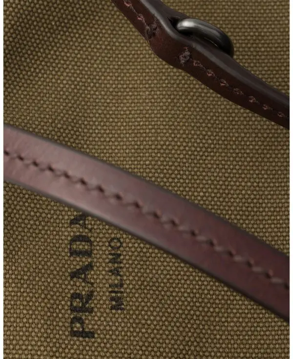 Prada Route Large Canvas And Leather Bag