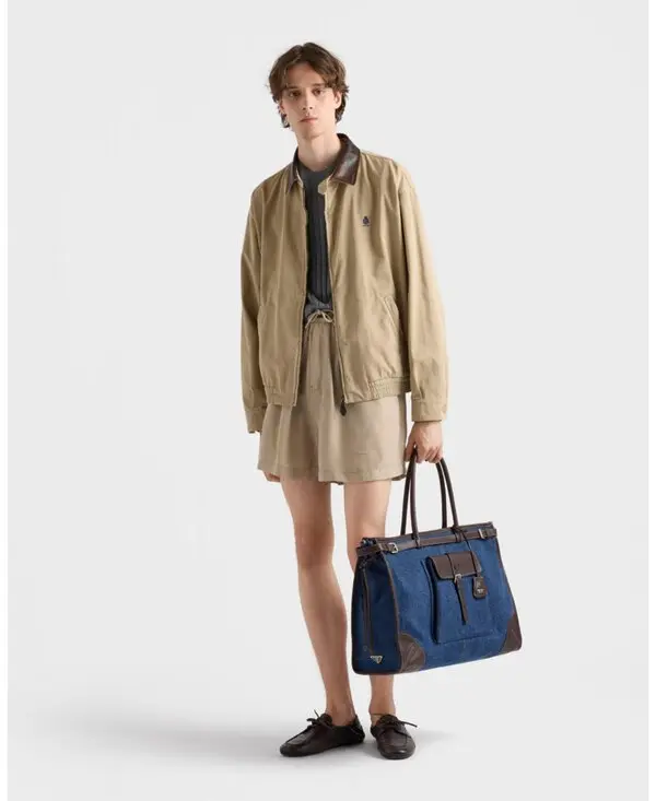 Prada Bonnie Denim And Leather Tote Bag