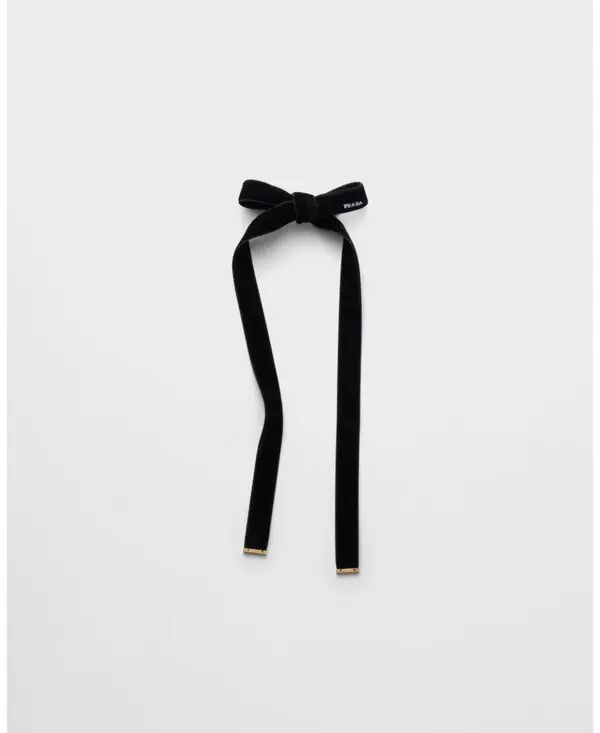 Prada Velvet Hair Clip With Logo Detail