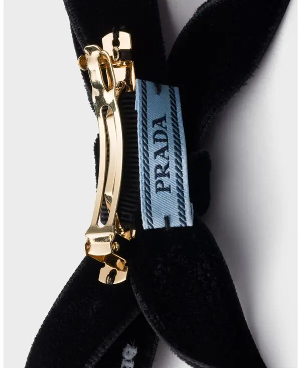 Prada Velvet Hair Clip With Logo Detail