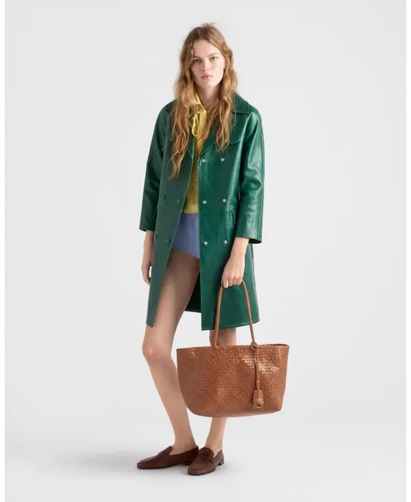 Prada Large Leather Tote Bag - Brown