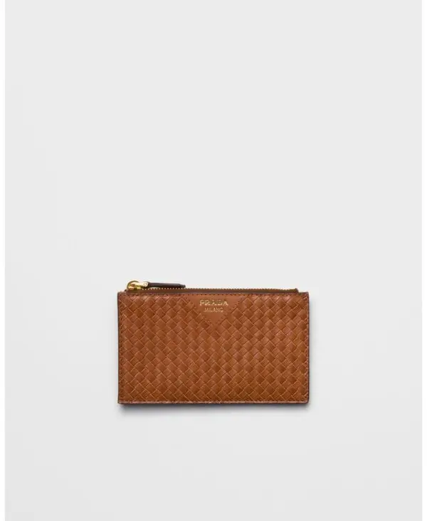 Prada Woven Madras Leather Card Holder