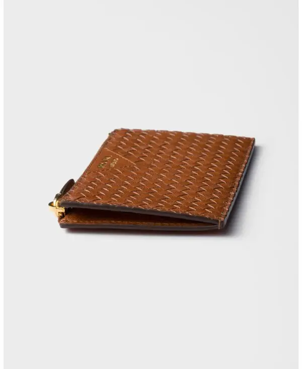 Prada Woven Madras Leather Card Holder